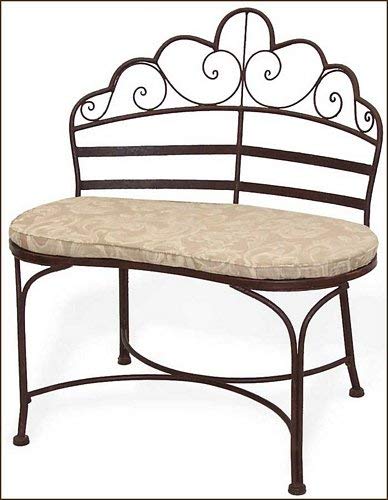 Deer Park Ironworks 020026 Deep Park Wave Bench, Natural Patina Powdercoat