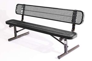 coatedoutdoorfurniture b6wbp-blk heavy duty park bench with back portable frame, 6 feet, black, made in america