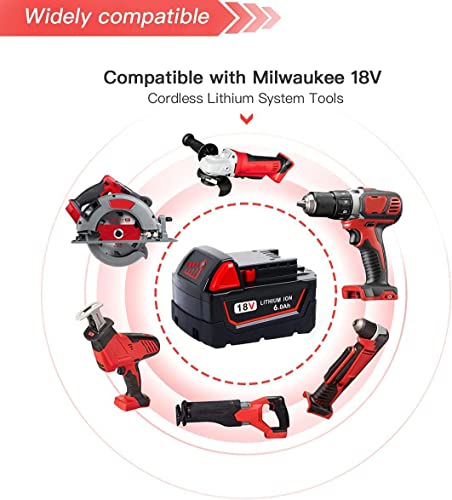 BATTOOL 【Upgrade】 6.0Ah 18V Battery Replacement for Milwaukee M18 Battery 48-11-1810 48-11-1820 48-11-1850 48-11-1828 48-11-1860 High Capacity Battery XC Lithium Ion Cordless Power Tool Battery