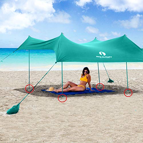 Red Suricata Sunshade Pole Anchors - Set of 4 Sand Anchors for Family Beach Sun Shade Canopy Tent or Multi Terrain Sunshade (no Canopy & no Poles Included)