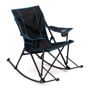 sunnyfeel camping rocking chair, folding lawn chair with cup holder, storage pocket, mesh back recliner for beach/outdoor/travel/picnic/patio, portable camp rocker chairs with carry bag