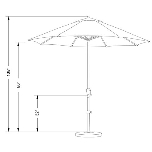 California Umbrella 9' Rd Sunbrella Aluminum Patio Umbrella, Crank Lift, Auto Tilt, Bronze Pole, Pacific Blue