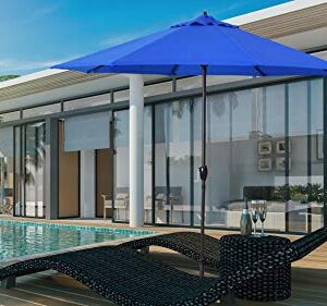 California Umbrella 9' Rd Sunbrella Aluminum Patio Umbrella, Crank Lift, Auto Tilt, Bronze Pole, Pacific Blue