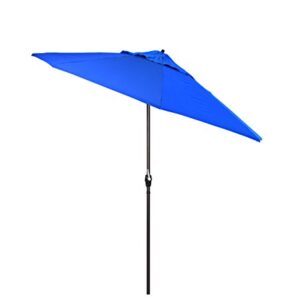 California Umbrella 9' Rd Sunbrella Aluminum Patio Umbrella, Crank Lift, Auto Tilt, Bronze Pole, Pacific Blue