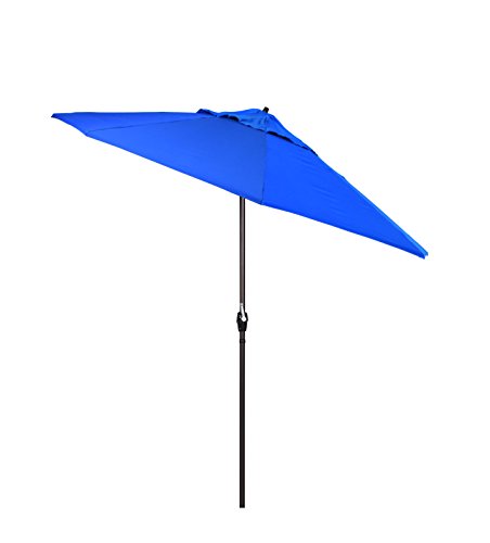 California Umbrella 9' Rd Sunbrella Aluminum Patio Umbrella, Crank Lift, Auto Tilt, Bronze Pole, Pacific Blue