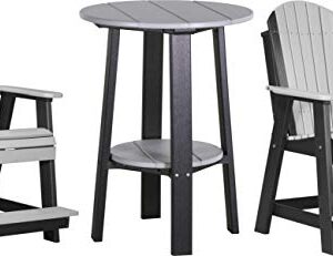 LuxCraft Adirondack Balcony Chair - Deluxe End Table Set PABC-DET28-(2 Chairs & Table) Dove Grey/Black