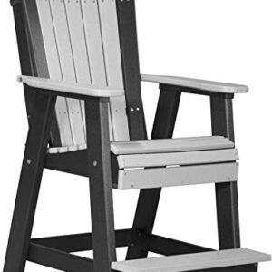 LuxCraft Adirondack Balcony Chair - Deluxe End Table Set PABC-DET28-(2 Chairs & Table) Dove Grey/Black