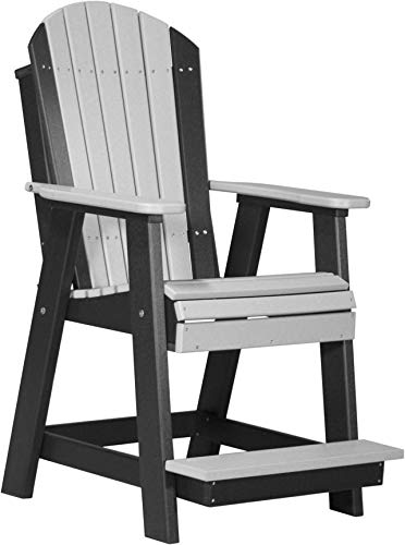 LuxCraft Adirondack Balcony Chair - Deluxe End Table Set PABC-DET28-(2 Chairs & Table) Dove Grey/Black