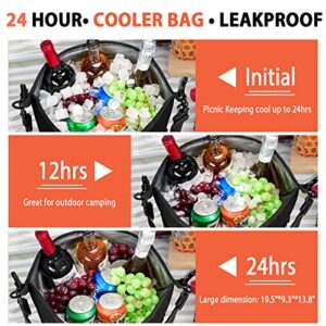 X XHCZY Portable Cooler Bag with Roll Top,Classic Collapsible Backpack Cooler,Insulated, 100% Waterproof, 24+ Hours Cooling for Camping,Boating,Fishing, Hiking, Picnic and Beach(Black)