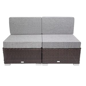 lukeo 2 pieces pe wicker rattan armless sofa patio furniture set for garden and outdoors