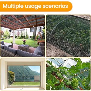 75% Black Shade Cloth with 12 Pcs Round Shade Cloth Plastic Clip 1pc 33 Feet 7 Core Cord Rope Sunblock Shade Cloth Cover Mesh UV Resistant Net for Garden Flower Plant Greenhouse (6.5 x 10 Feet)