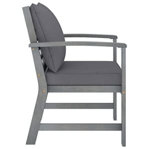 Outdoor Chair Mid Century Design Comfortable Armchair for Porch, Patio, Lawn, Garden, Backyard, Deck,Patio Chairs 2 pcs with Dark Gray Cushions Solid Acacia Wood,Fast Delivery