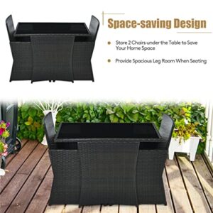 LUKEO 3PCS Patio Rattan Furniture Set Cushion Sofa Armrest Garden Deck White Easy to Assemble