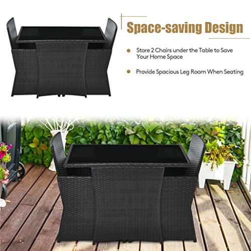 LUKEO 3PCS Patio Rattan Furniture Set Cushion Sofa Armrest Garden Deck White Easy to Assemble