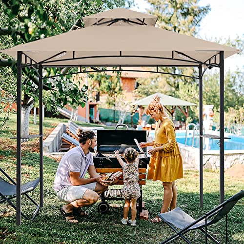 Tanxianzhe Grill Gazebo Replacement Canopy Top Cover 5×8 Double Tiered BBQ Roof ONLY FIT for Gazebo Model L-GG001PST-F (Beige)