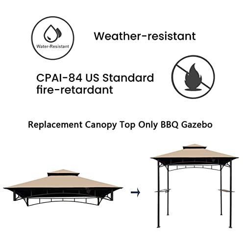 Tanxianzhe Grill Gazebo Replacement Canopy Top Cover 5×8 Double Tiered BBQ Roof ONLY FIT for Gazebo Model L-GG001PST-F (Beige)