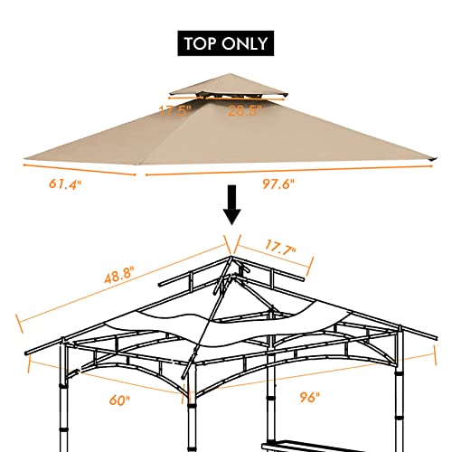 Tanxianzhe Grill Gazebo Replacement Canopy Top Cover 5×8 Double Tiered BBQ Roof ONLY FIT for Gazebo Model L-GG001PST-F (Beige)