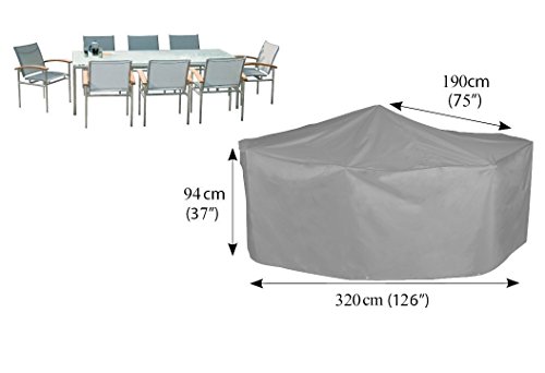 Bosmere Weatherproof Oval/Rectangular Table and Chairs Cover, 126" x 75" x 37", Gray