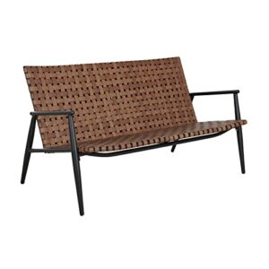 grand patio outdoor/indoor aksel series conversation loveseat, all weather wicker outdoor powder coated aluminum frame 2-seat sofa for patio garden balcony backyard