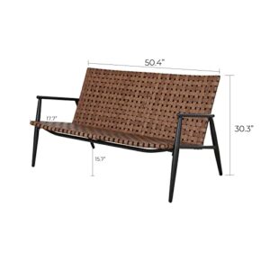 Grand patio Outdoor/Indoor Aksel Series Conversation Loveseat, All Weather Wicker Outdoor Powder Coated Aluminum Frame 2-Seat Sofa for Patio Garden Balcony Backyard