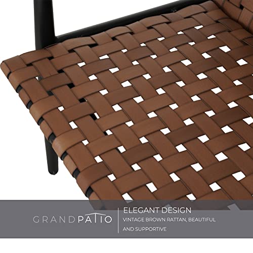 Grand patio Outdoor/Indoor Aksel Series Conversation Loveseat, All Weather Wicker Outdoor Powder Coated Aluminum Frame 2-Seat Sofa for Patio Garden Balcony Backyard