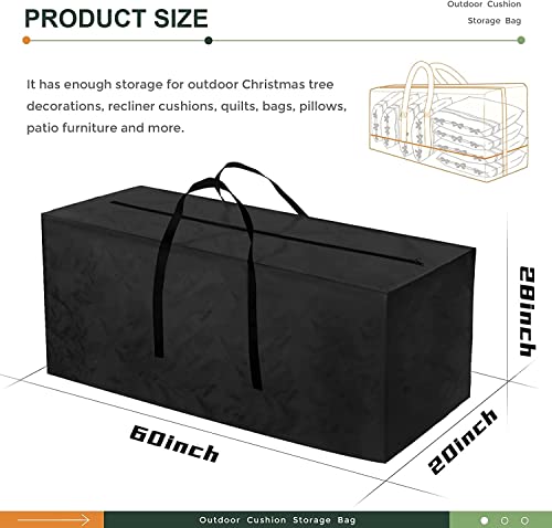 Bicherub Outdoor Cushion Storage Bag 420D Oxford Waterproof Extra Large Outdoor Cushion Storage Bag with Zipper for Outdoor Cushions, 2 Pack