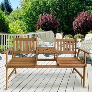 outdoor patio bench tete a tete garden bench porch chair patio conversation sets furniture outdoor loveseat set solid eucalyptus wood with umbrella hole table for pool beach backyard balcony deck