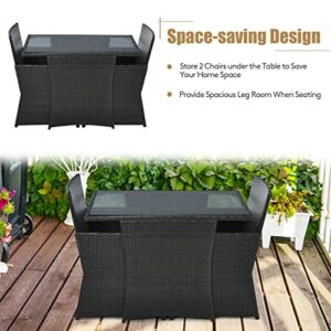 LUKEO 3PCS Patio Rattan Furniture Set Cushioned Sofa Armrest Garden Deck Red Suitable for Patio, Porch, Garden and Balcony, Etc