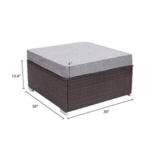 SAWQF Patio PE Wicker Rattan Single Sofa and Ottoman Sofa for Garden and Outdoors