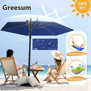 Greesum Offset Umbrella 10FT Cantilever Patio Hanging Umbrella Outdoor Market Umbrella with Crank and Cross Base (Dark Blue)