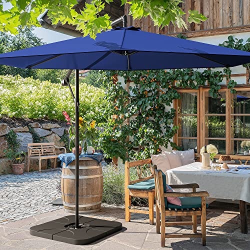 Greesum Offset Umbrella 10FT Cantilever Patio Hanging Umbrella Outdoor Market Umbrella with Crank and Cross Base (Dark Blue)