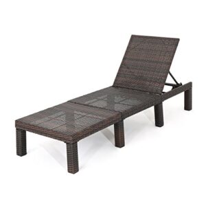 christopher knight home jamaica outdoor wicker chaise lounge without cushion, multibrown