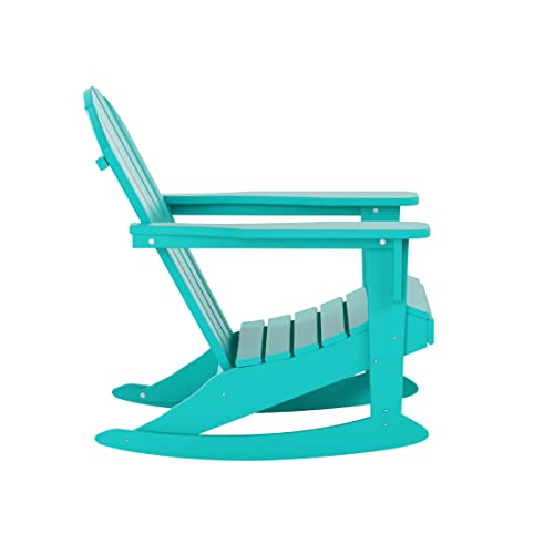 WO Home Furniture Patio Rocking Chair Outdoor Adirondack Rocker Chair (Turquoise)