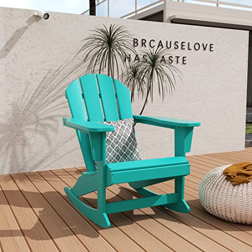 WO Home Furniture Patio Rocking Chair Outdoor Adirondack Rocker Chair (Turquoise)