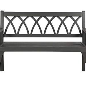 Pebble Lane Living All Weather Outdoor Exclusive Elegant Hardwood 2 Seater Bench, 48" L x 24" W x 35.5" H, Black