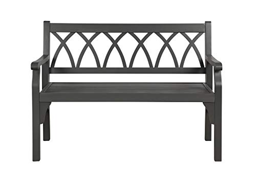 Pebble Lane Living All Weather Outdoor Exclusive Elegant Hardwood 2 Seater Bench, 48" L x 24" W x 35.5" H, Black