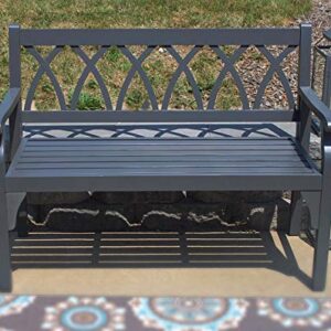 Pebble Lane Living All Weather Outdoor Exclusive Elegant Hardwood 2 Seater Bench, 48" L x 24" W x 35.5" H, Black