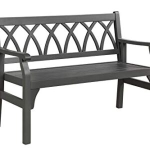 Pebble Lane Living All Weather Outdoor Exclusive Elegant Hardwood 2 Seater Bench, 48" L x 24" W x 35.5" H, Black