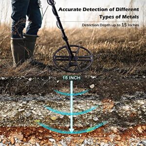 Professional Metal Detector for Adults, Pinpoint Gold Detector with LCD Display, 11"x14" Waterproof Search Coil, 15'' Detection Depth, 5 Search Modes, IP68 Waterproof for Treasure Hunting