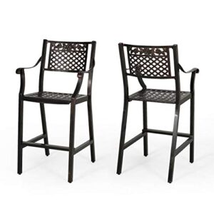 christopher knight home athena outdoor 29″ aluminum barstool (set of 2), copper finish