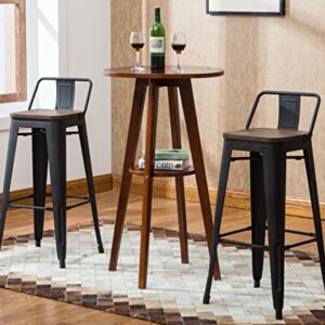 ZHENGHAO 30 Inch Bar Stools Set of 4, Metal Counter Height Stools with Low Back Industrial Stackable Bar Chairs Indoor for Kitchen/Dining/Patio, Matte Black