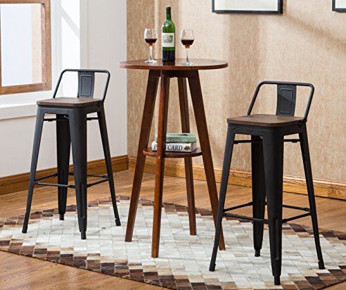 ZHENGHAO 30 Inch Bar Stools Set of 4, Metal Counter Height Stools with Low Back Industrial Stackable Bar Chairs Indoor for Kitchen/Dining/Patio, Matte Black