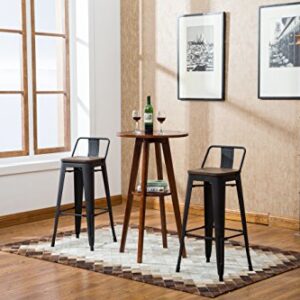 ZHENGHAO 30 Inch Bar Stools Set of 4, Metal Counter Height Stools with Low Back Industrial Stackable Bar Chairs Indoor for Kitchen/Dining/Patio, Matte Black