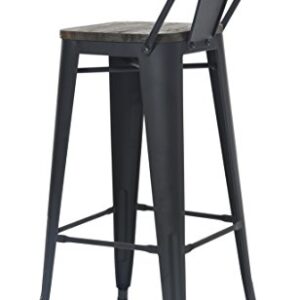 ZHENGHAO 30 Inch Bar Stools Set of 4, Metal Counter Height Stools with Low Back Industrial Stackable Bar Chairs Indoor for Kitchen/Dining/Patio, Matte Black