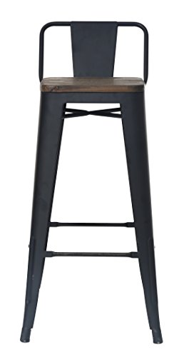 ZHENGHAO 30 Inch Bar Stools Set of 4, Metal Counter Height Stools with Low Back Industrial Stackable Bar Chairs Indoor for Kitchen/Dining/Patio, Matte Black