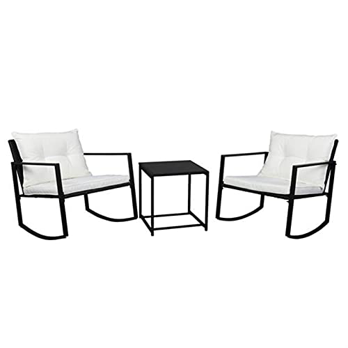 SAWQF Single 2pcs Coffee Table 1pc Exposed Rocking Chair Three-Piece Set Black Outdoor Furniture Set