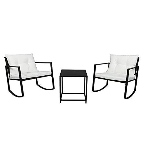 SAWQF Single 2pcs Coffee Table 1pc Exposed Rocking Chair Three-Piece Set Black Outdoor Furniture Set