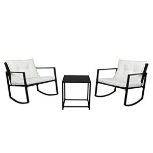 SAWQF Single 2pcs Coffee Table 1pc Exposed Rocking Chair Three-Piece Set Black Outdoor Furniture Set