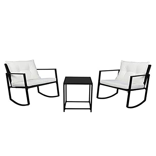 SAWQF Single 2pcs Coffee Table 1pc Exposed Rocking Chair Three-Piece Set Black Outdoor Furniture Set