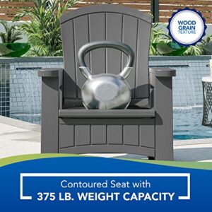 Suncast UV-Resistant Stylish Adirondack Outdoor Backyard Patio Chair with in-Seat Storage, Peppercorn